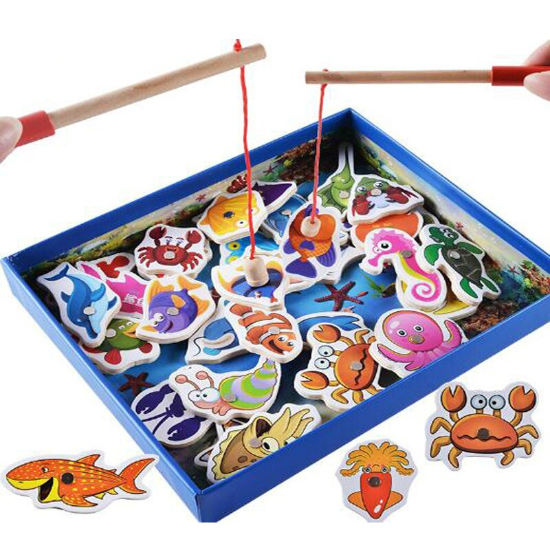 32PCS Wooden 3D Magnet Fish Toys Set Wood Magnetic... – Grandado