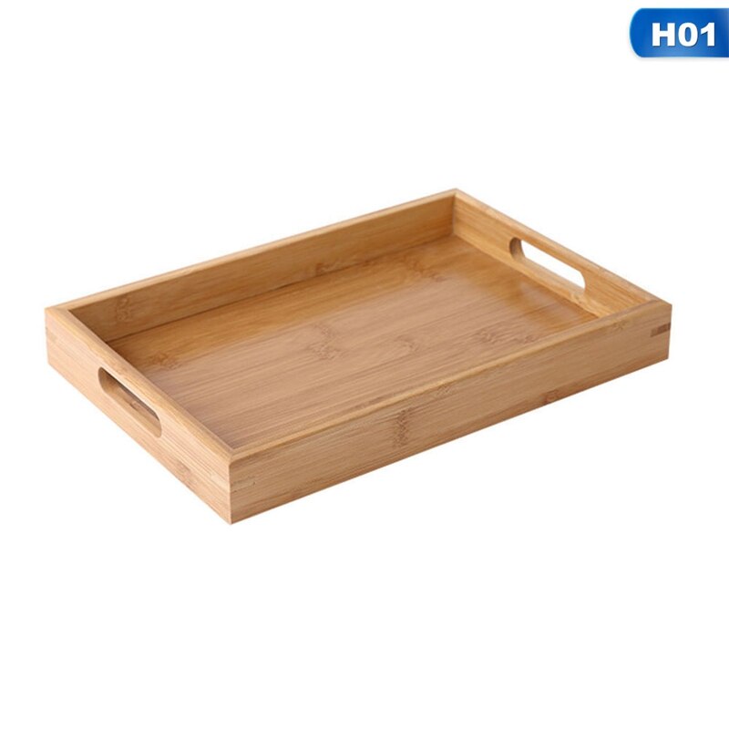 Rectangular Wooden Serving Tray Tea Cutlery Trays ... – Grandado
