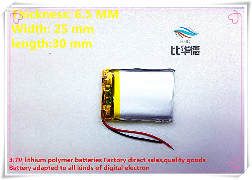 ) 3.7 V 652530 500 mAh lithium-ion polymeer batter... – Vicedeal