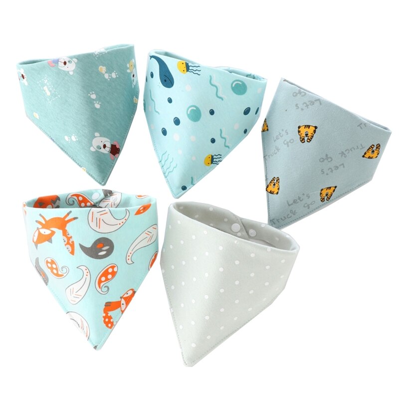 5 Pcs Baby Feeding Drool Bibs Saliva Towel Triangl... – Grandado