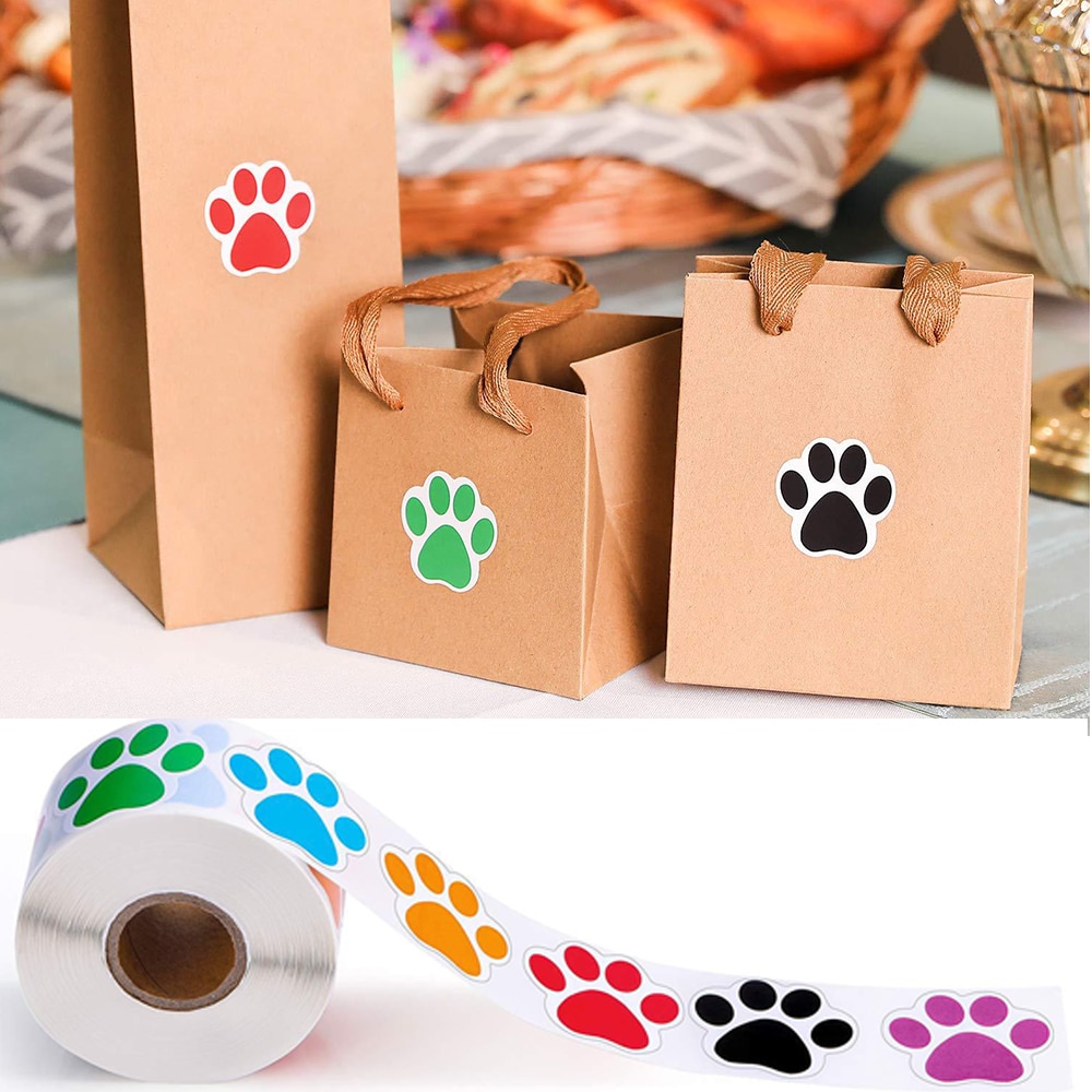 500 Pcs /Roll Cute Paw Print Stickers Dog Cat Bear... – Vicedeal