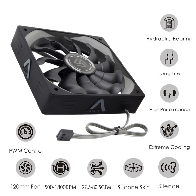 ALSEYE PWM 4pin 120mm PC Fan Cooler 12v 1800RPM 80... – Grandado