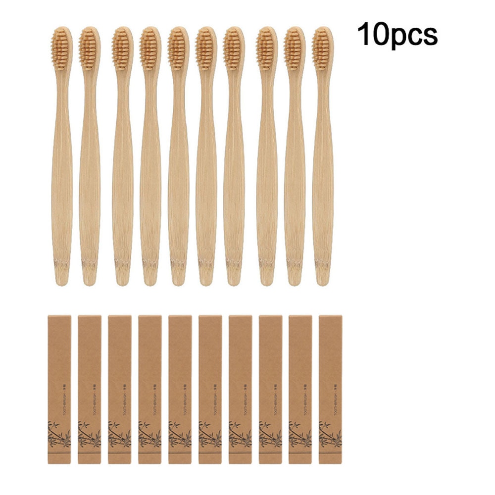 10pcs Bamboo Toothbrush Soft Bristle Tooth Brush W... – Grandado