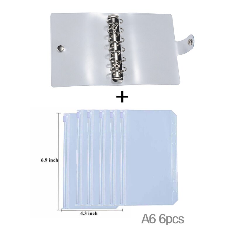 Aasjbofa A6 A7 Size Clear PVC Binder Pockets 6-Rin... – Vicedeal