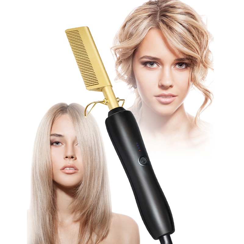 3 in 1 Hair Straightener Heating Comb Hair Curler ... – Grandado