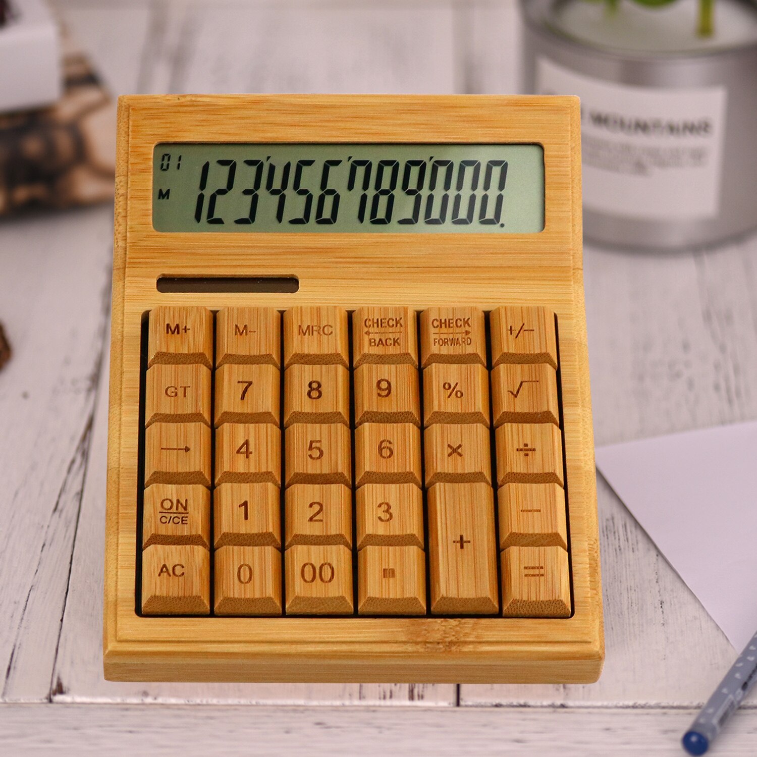 Multifunctional Bamboo Electronic Calculator Count... – Vicedeal