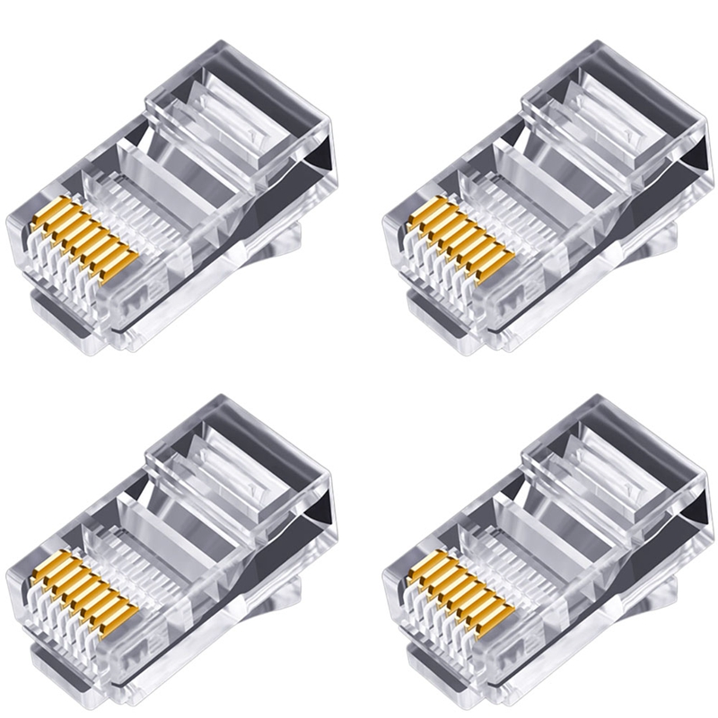 100Pcs RJ45 Connector 6U Gold Plated P Through Eth... – Vicedeal