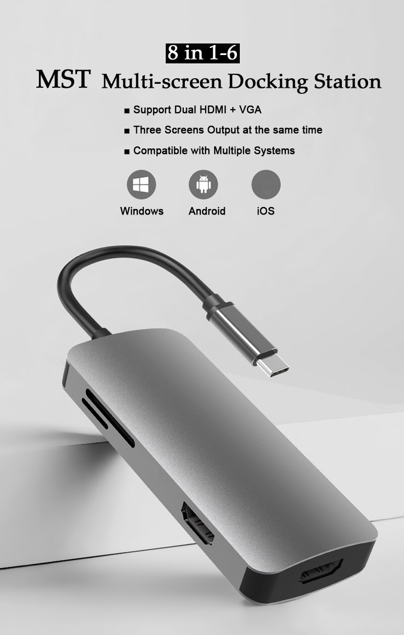 Mst Usb C Hub Laptop Docking Station Usb 3.0 Hdmi ... – Vicedeal