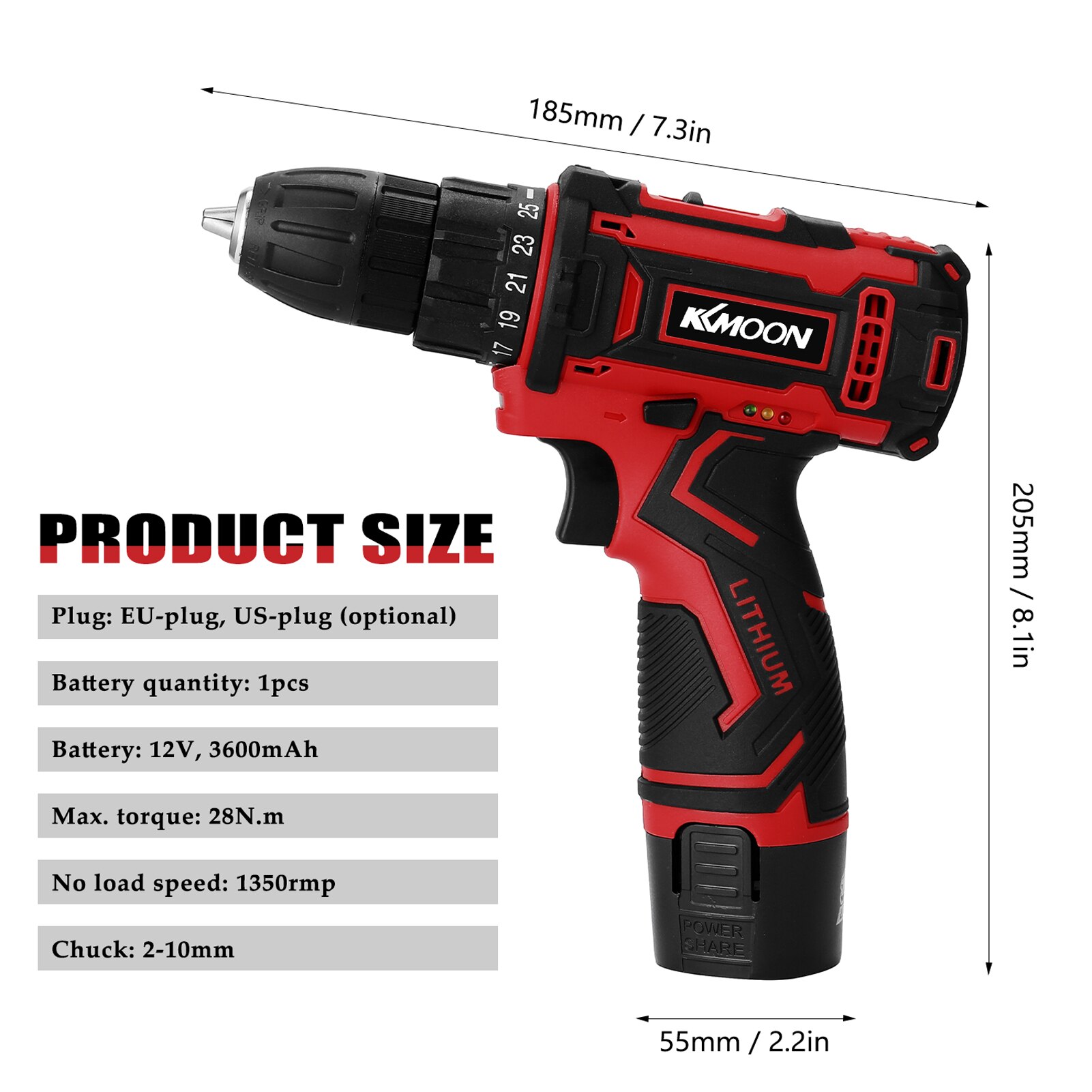 12-Voltage Electric Cordless Drill High-power Lith... – Grandado