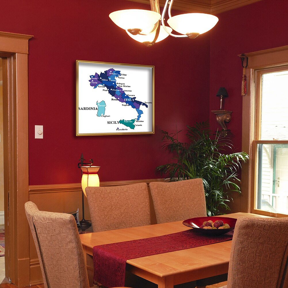 60*60cm Map of The Italy Spray Canvas Painting Wal... – Grandado