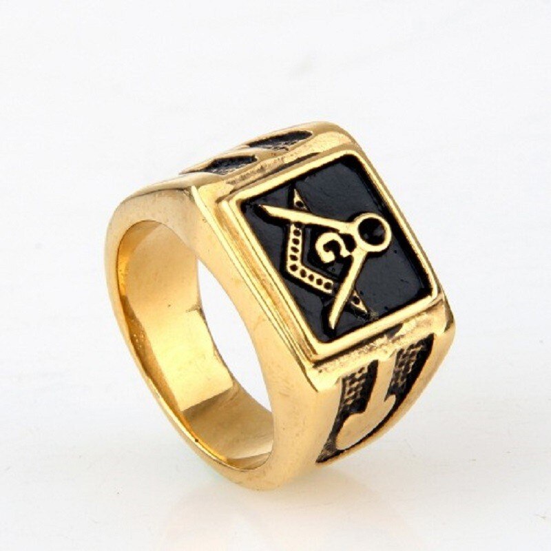Gold Mens Square Free Mason Freemasonry Masonic Ri... – Grandado