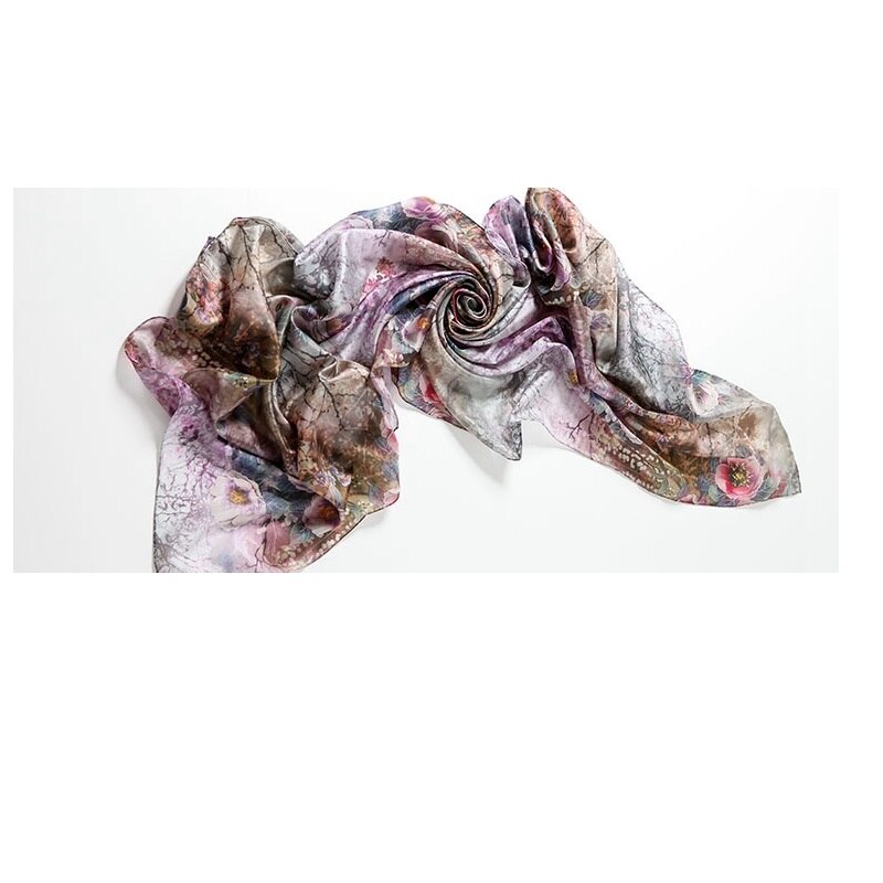 Floral Print 100% Silk Scarf Wraps for Women Sprin... – Grandado