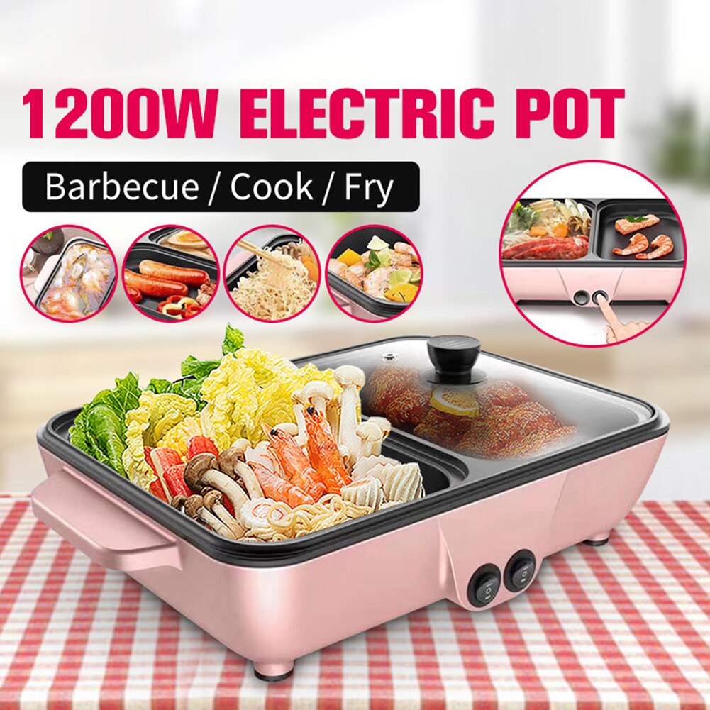 1200W 2 in 1 Non-stick Electric BBQ Pot Dormitory ... – Grandado