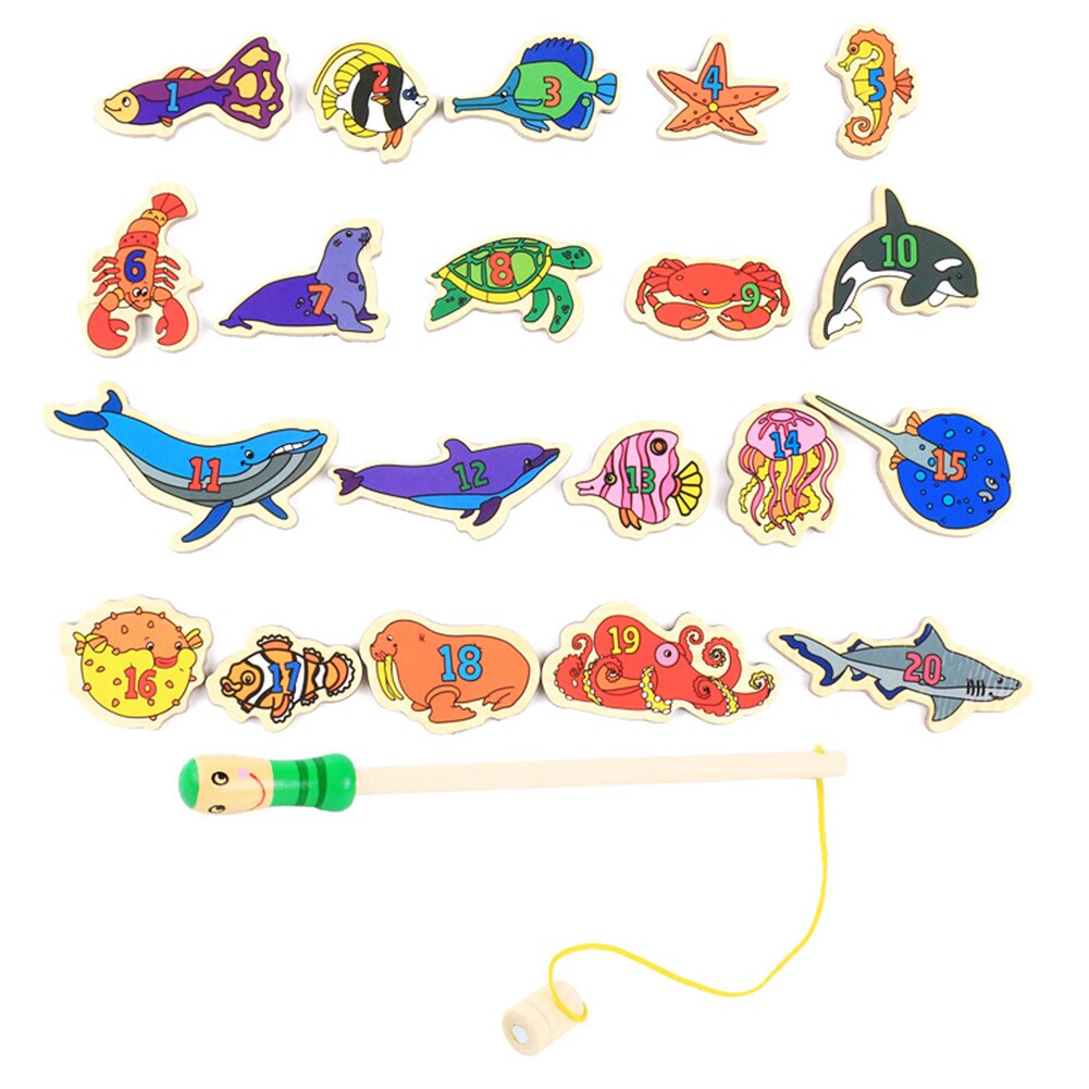 26PCS Wooden 3D Magnet Fish Toys Set Wood Magnetic... – Grandado