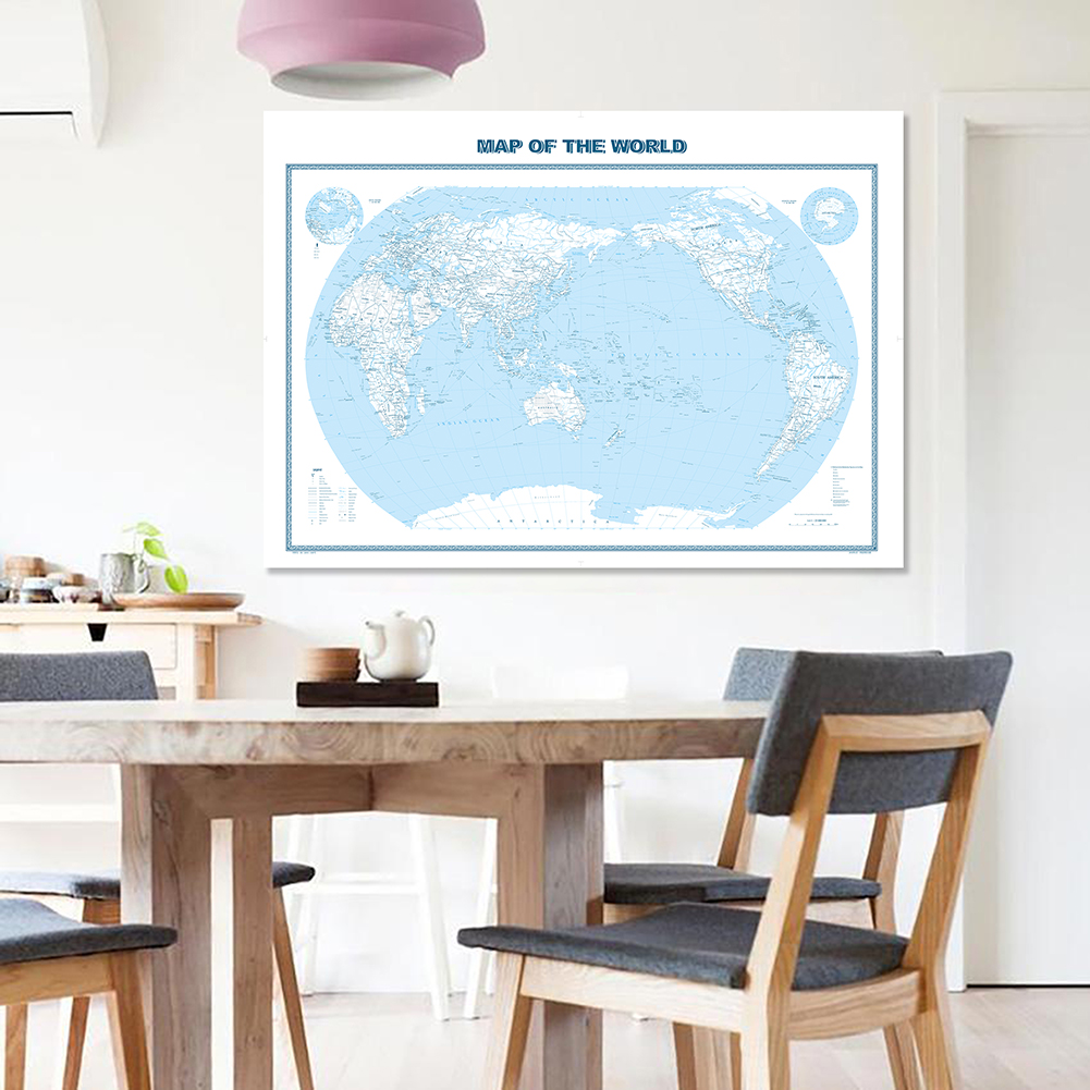 225*150cm The World Map with Details Non-woven Can... – Grandado