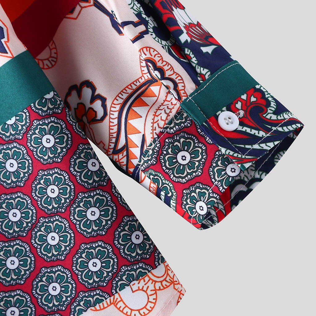 3D Multicolor Ethnic Print Shirts Men Autumn Long ... – Grandado