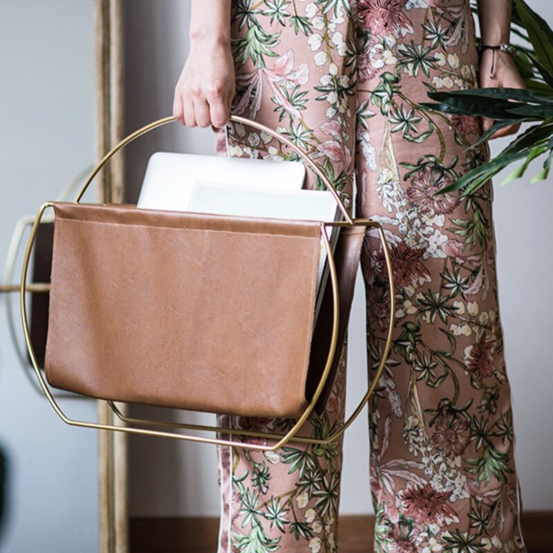 Metal Leather azine Newspaper Rack Handle Rack Sun... – Vicedeal