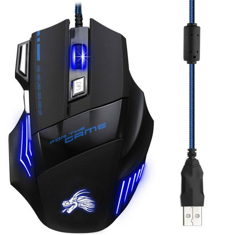 Ergonomic Wired Gaming Mouse 7 Button LED 5500 DPI... – Grandado