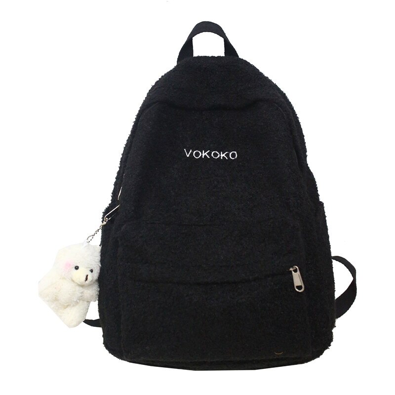 Woman Plush Backpack for Winter SchoolBags for Tee... – Grandado