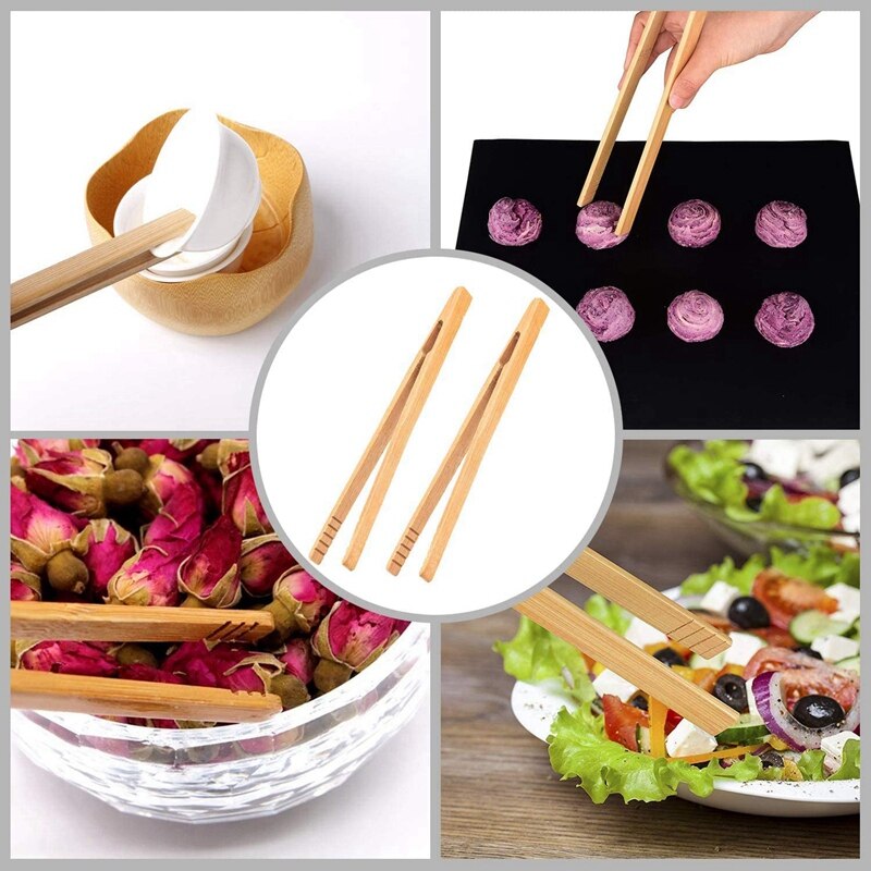 10 Pieces Bamboo Toast Tongs, Bamboo Tongs 7 Inche... – Grandado