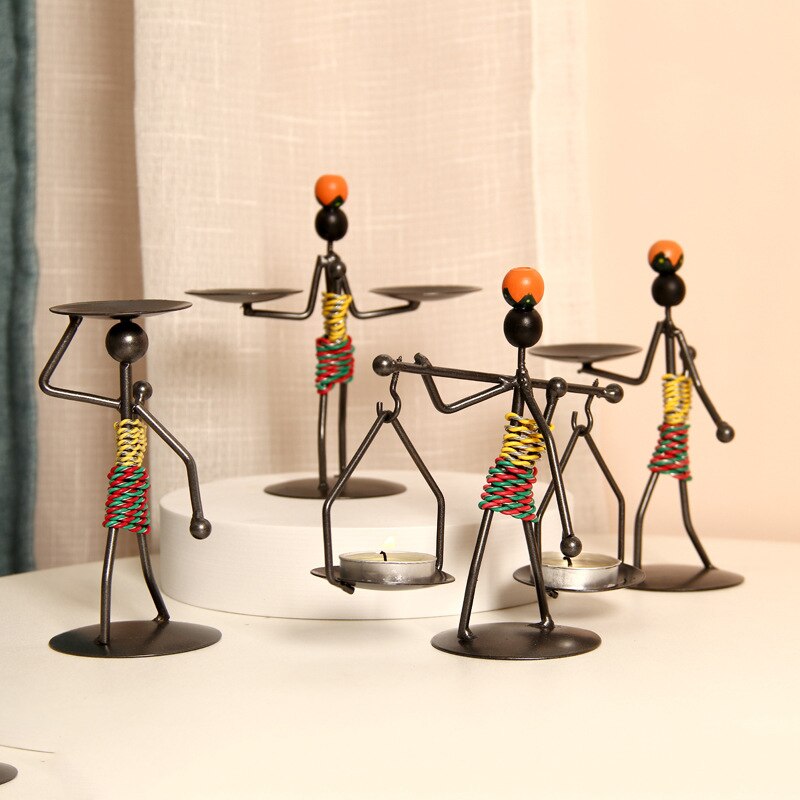 Nordic Metal Candlestick Abstract Character Sculpt... – Grandado