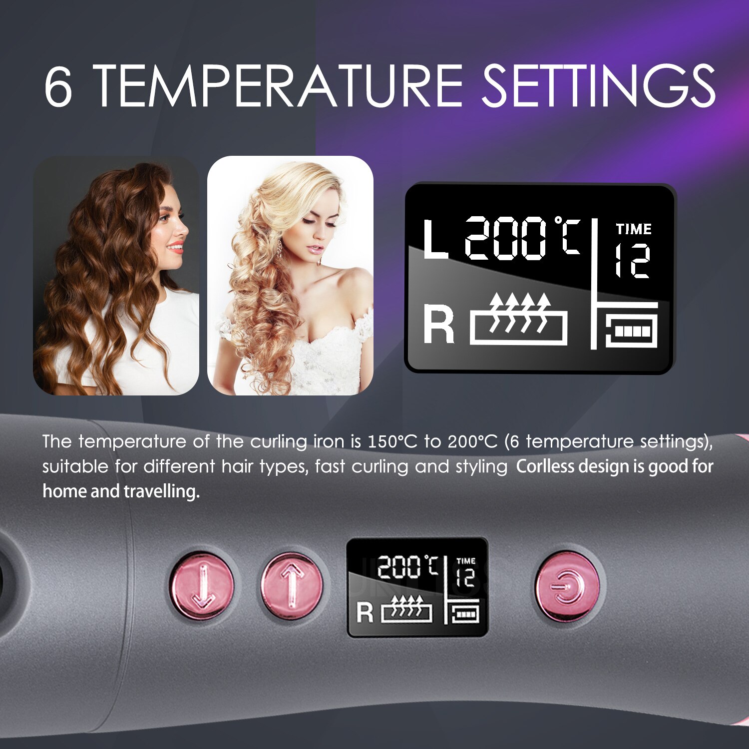 Wireless Curling Iron Auto Hair Curling Machine US... – Vicedeal
