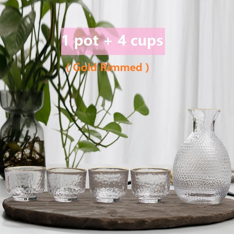 Japanese Style Sake Set Wine Glass Set Hammer Patt... – Grandado