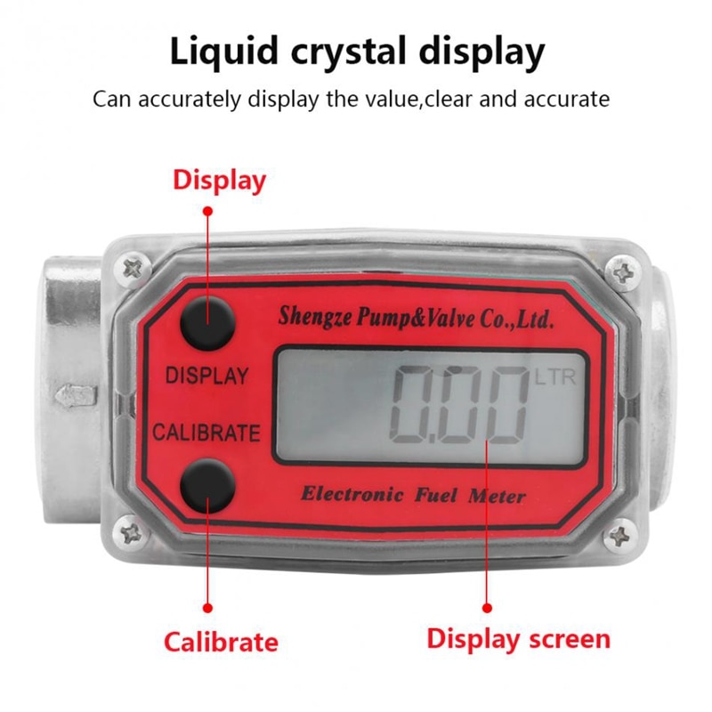 Digital Turbine Flowmeter 15-120L Fuel Flow Tester... – Grandado