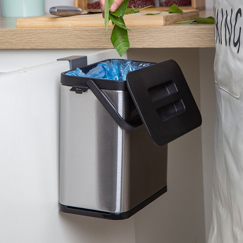 Kitchen Hanging Trash Can with Lid Handle Cabinet ... – Grandado