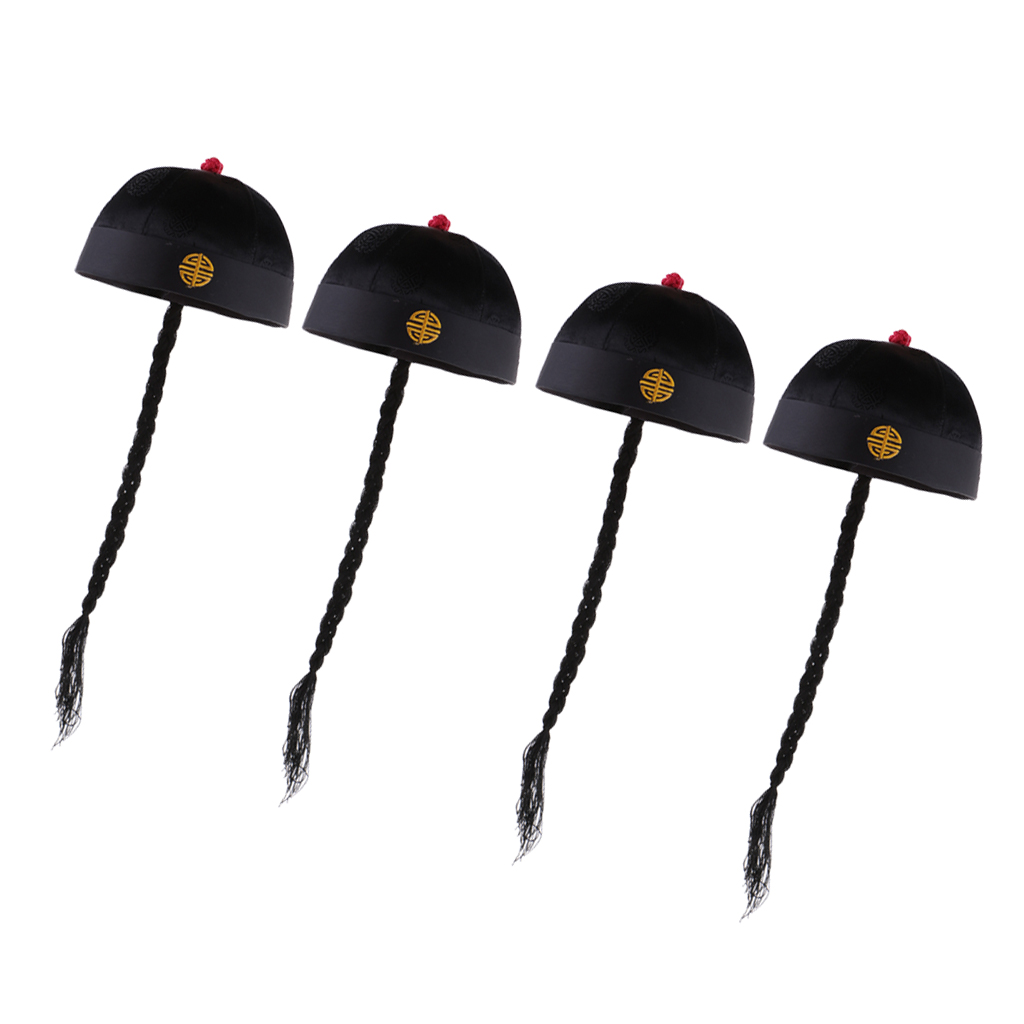 Set of 4pcs Mens Adults Black Chinese Oriental Cap... – Vicedeal