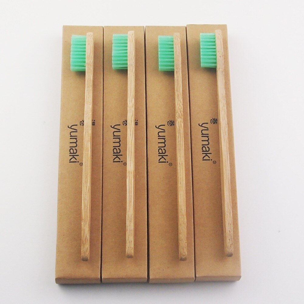12 Pack Bamboo Toothbrush Wood toothbrush Green so... – Grandado