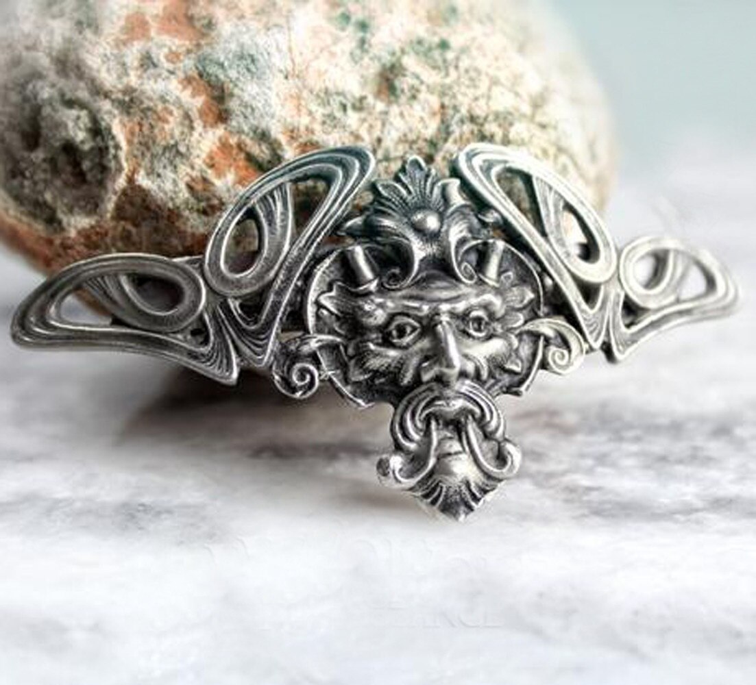 GREEN MAN Tin Haar Broche Art Nouveau Haar Sierade... – Grandado