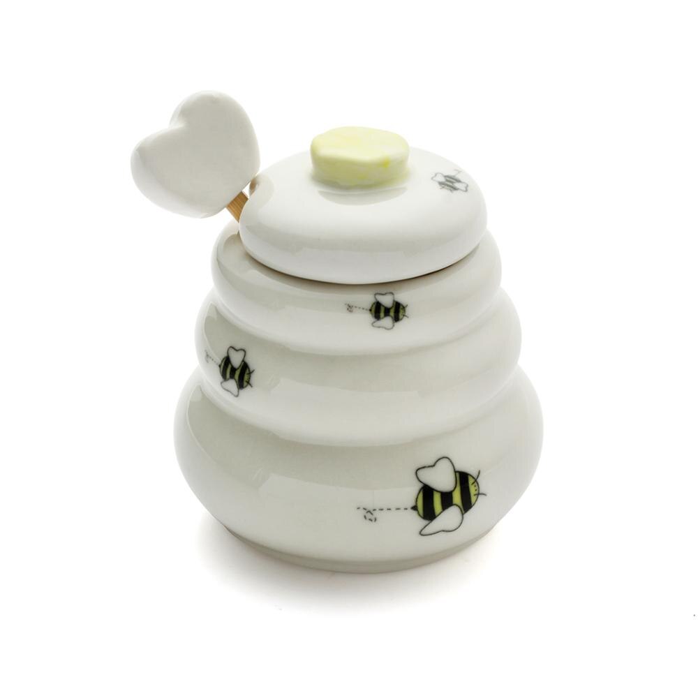 Bee Honey Jar Shower Honey Pot with Dipper Ceramic... – Vicedeal