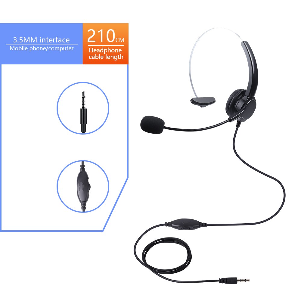 IAKEMIC Call Center Headset Wired Over-the-Head No... – Grandado