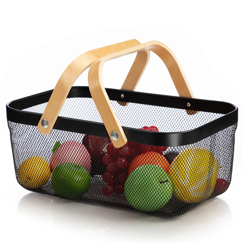 Nordic Style Metal Mesh Fruit Basket Bin with Doub... – Grandado