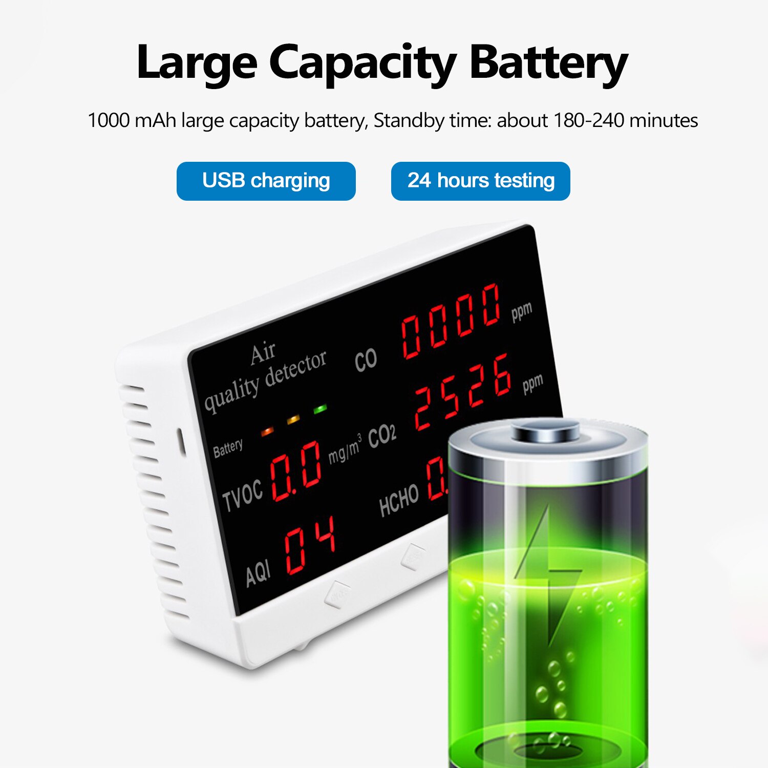 Multifunktionale Digitale CO CO2 HCHO TVOC Gas Det... – Grandado