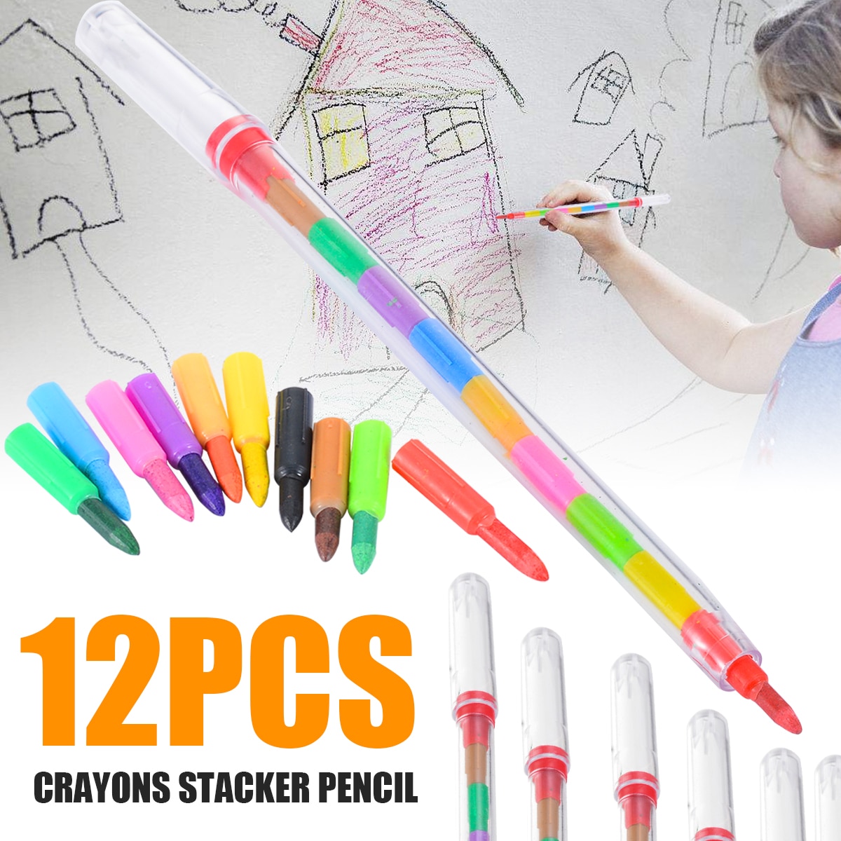 12pcs Cratons Stacker Pencils Drawing Pen Children... – Vicedeal