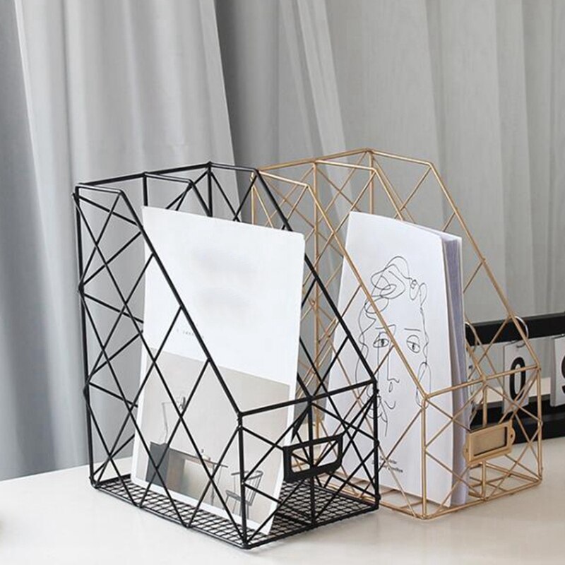 2 Sections azine File Stand Holder Desk Metal Orga... – Vicedeal