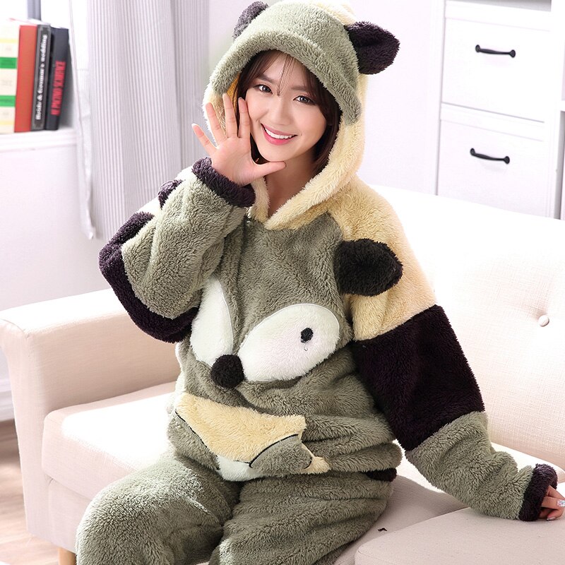Winter Couple Pajama Sets Winter Flannel Sleepwear... – Vicedeal