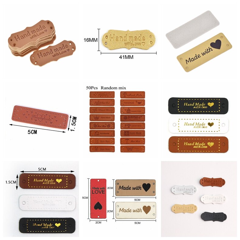 Random Mix Label 20/50pcs PU Leather Tags DIY Hand... – Vicedeal