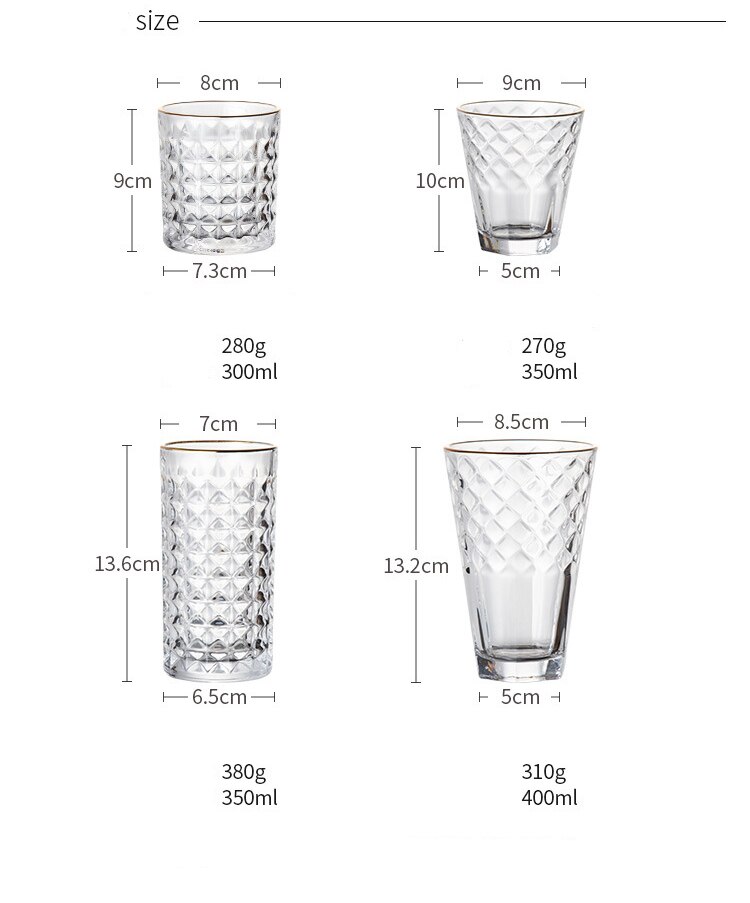 Brandy Snifters Glass Cups With Gold Line Thick Re... – Vicedeal