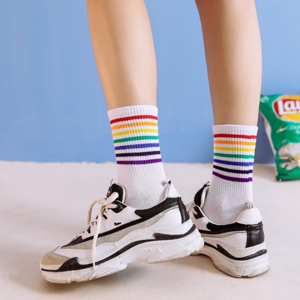 1 Pairs Woman Socks Soft 6-Bars Cotton Socks Happy... – Grandado