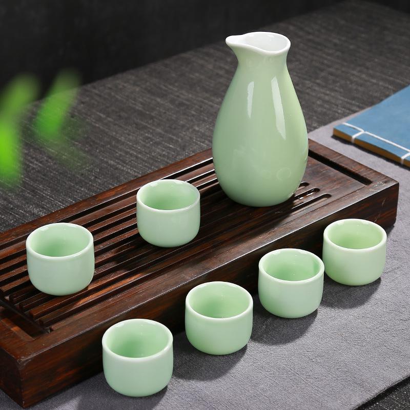 Ceramic Wine Set 1 Flagon 6 Cups Pratical Dispense... – Vicedeal