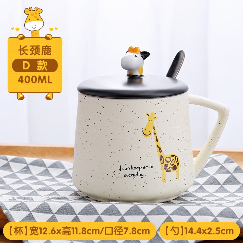 Ceramic Mug with Cover Spoon Coffee Cup Milk Mug S... – Grandado