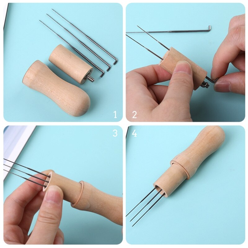Wool Felting Needles 3 Needle with Solid Wooden Ha... – Vicedeal