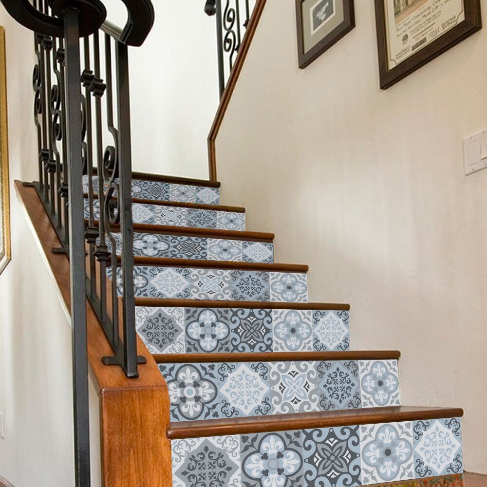 Funlife®18*100cm*6pcs Grey and Blue Stair Riser St... – Grandado