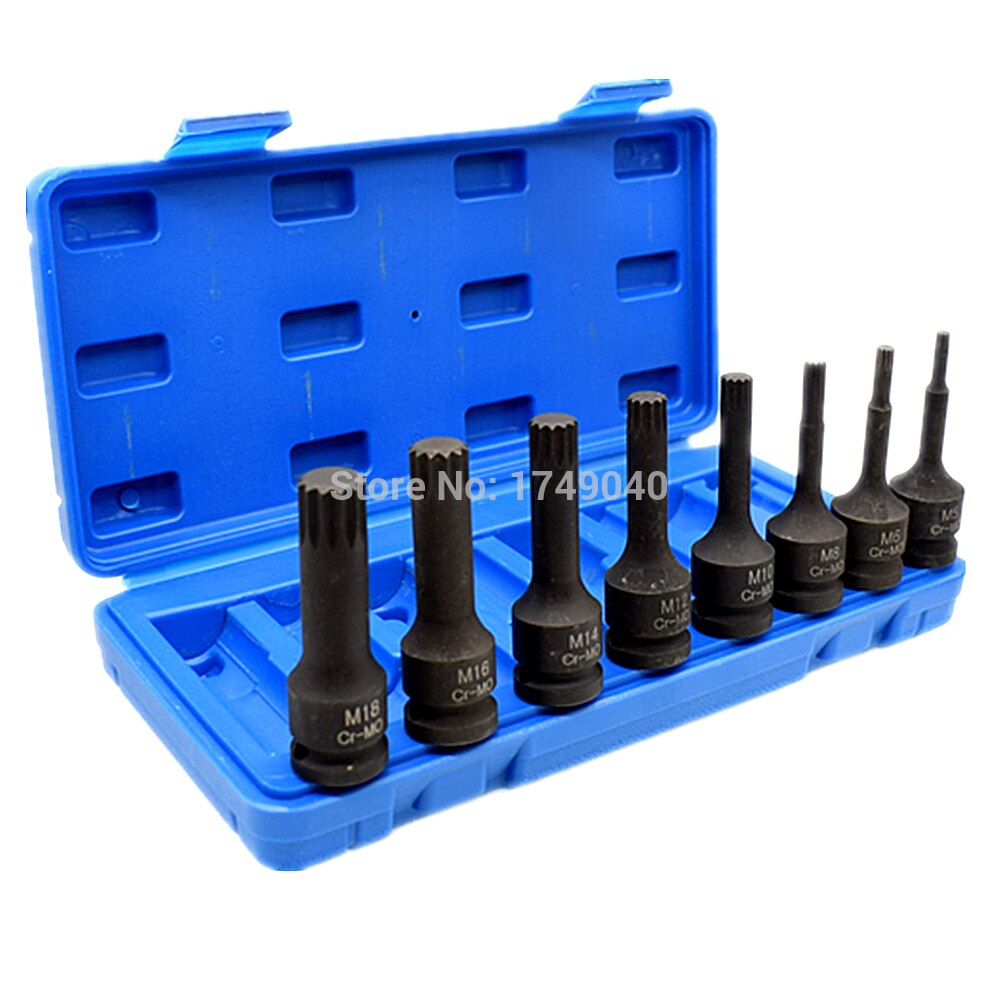 Impact Spline Socket Bits 8pcs Set M5 M6 M8 M10 M1... – Grandado