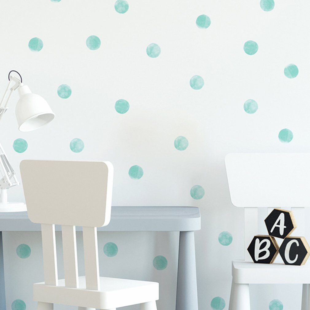 Watercolor green wave dot sticker children's room ... – Grandado