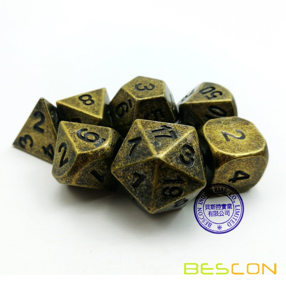 Bescon Ancient Brass Solid Metal Polyhedral D&D Di... – Vicedeal