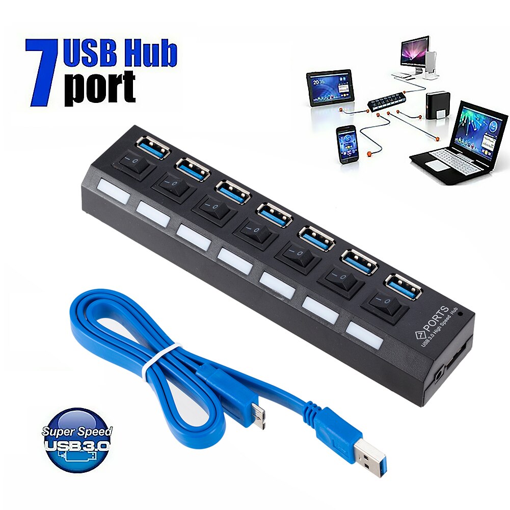 Usb 3.0 Hub Adapter Set Draagbare 7 Poorten 5Gbps ... – Vicedeal